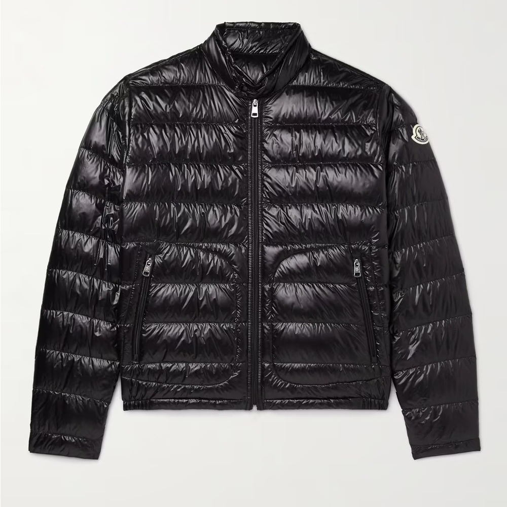 Moncler Acorus Logo-Appliqud Quilted Glossed-Shell Do… - Gem
